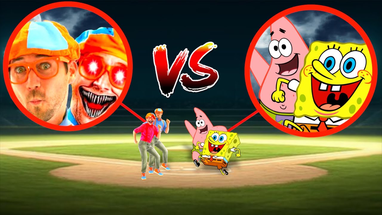 BLIPPI AND CURSED BLIPPI FIGHT SPONGEBOB AND PATRICK IN REAL LIFE ...