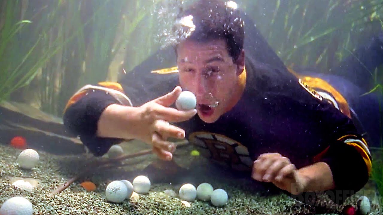 Adam Sandler takes a dive in a golf course - YouTube