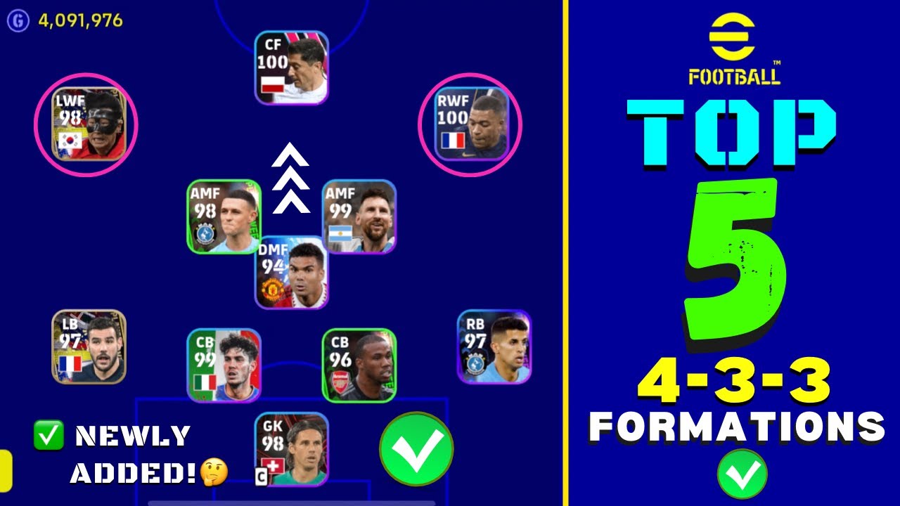 Top (5) 433 Formation in efootball 2023 mobile 🔥 | Best 433 Formations ...