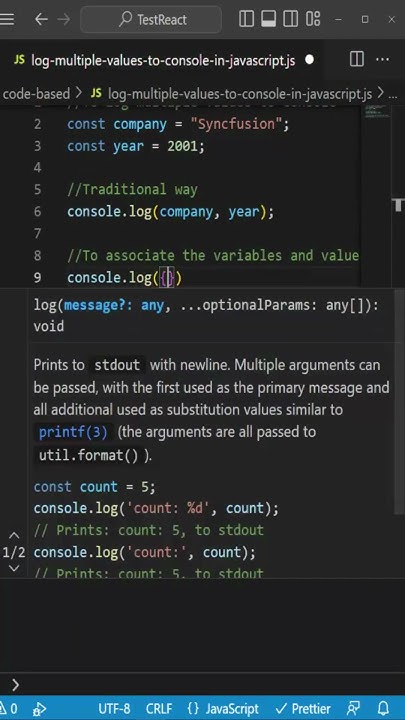Log Multiple Values to Console in JavaScript - YouTube