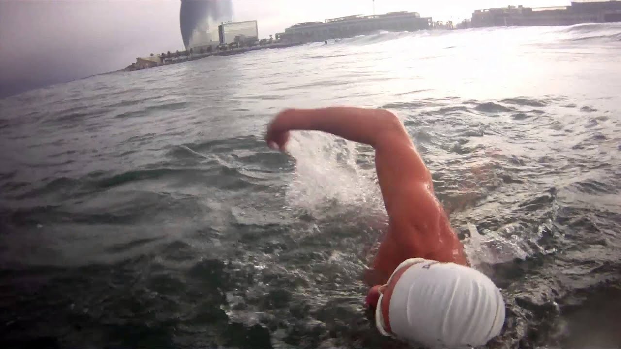 Extreme cold water swimming crossing 2015. Go Pro, with unexpected end ...