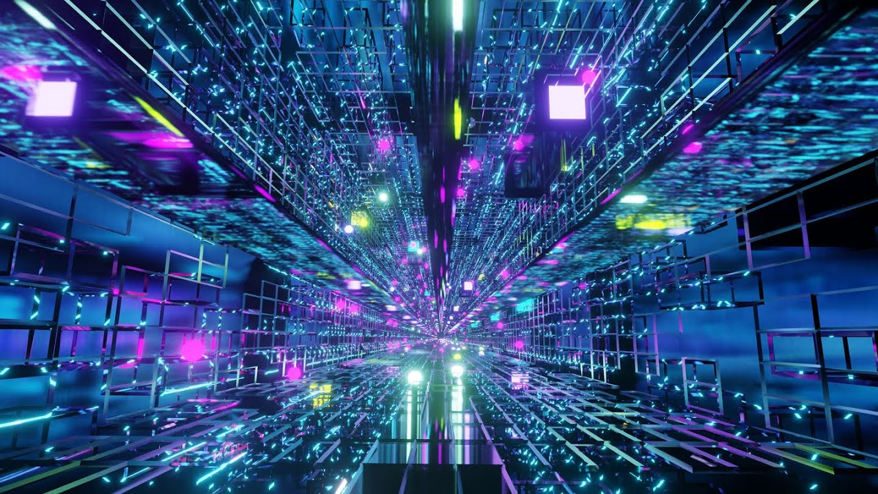 4 Hour 4k Fast moving Relax Square metallic Blue Color Neon light ...