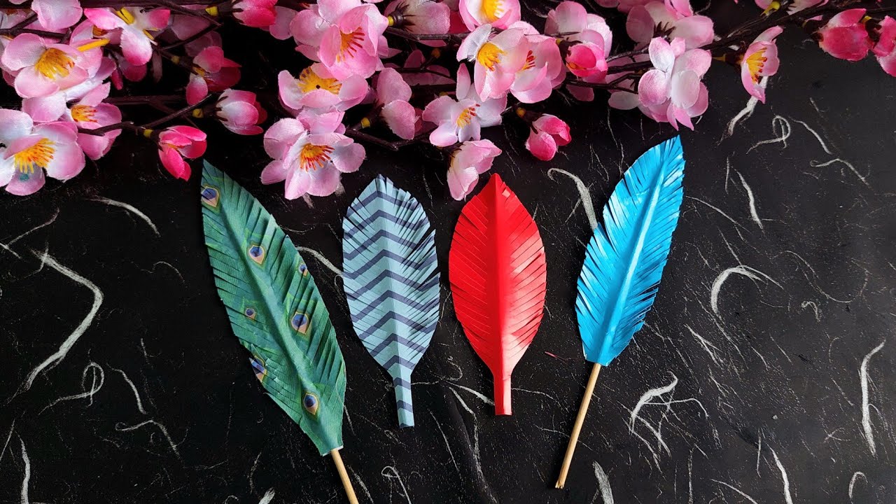 Origami Bulu ♡ Origami Feathers ♡ How to Make Easy Paper Feathers - YouTube