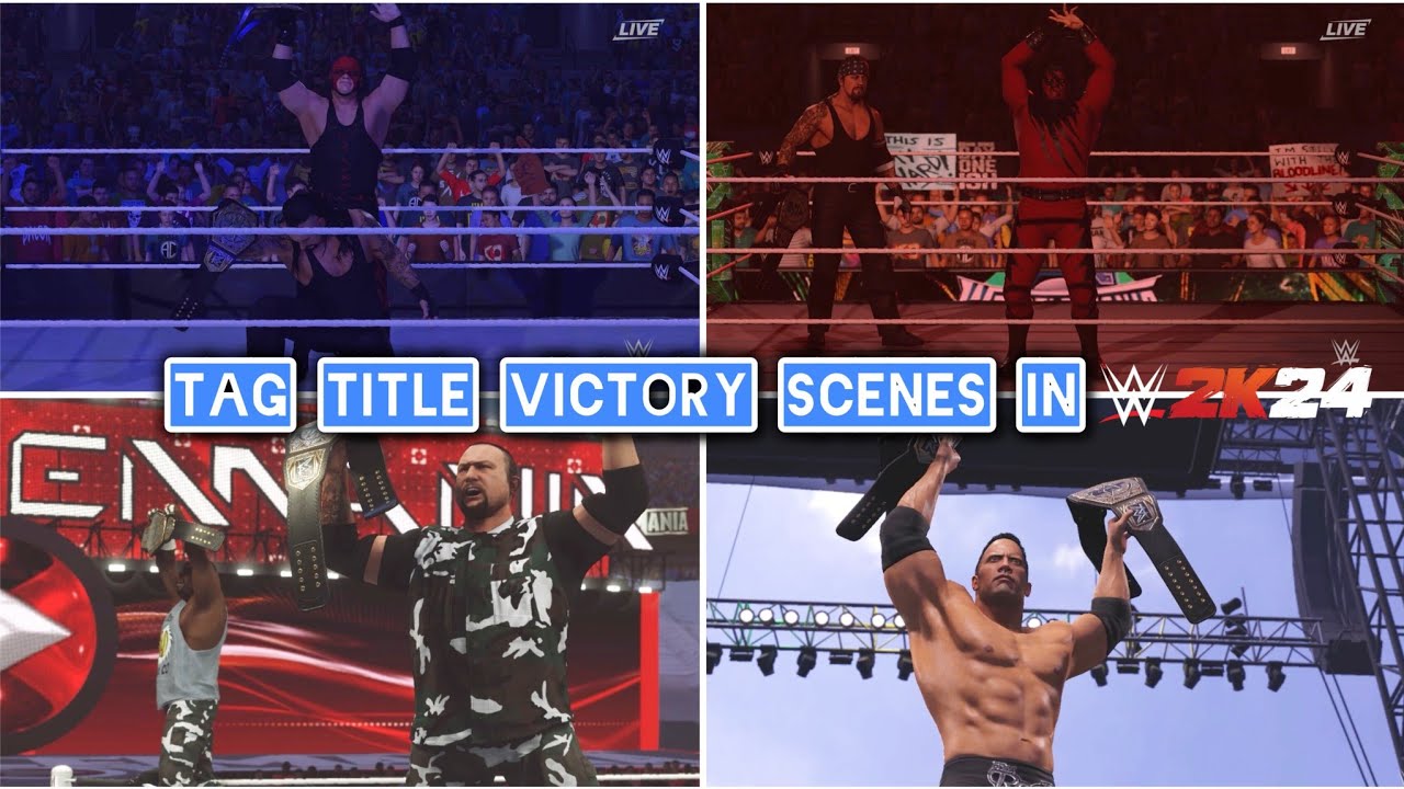 Tag Team Title Victory Scenes in WWE 2K24 w/Music - YouTube