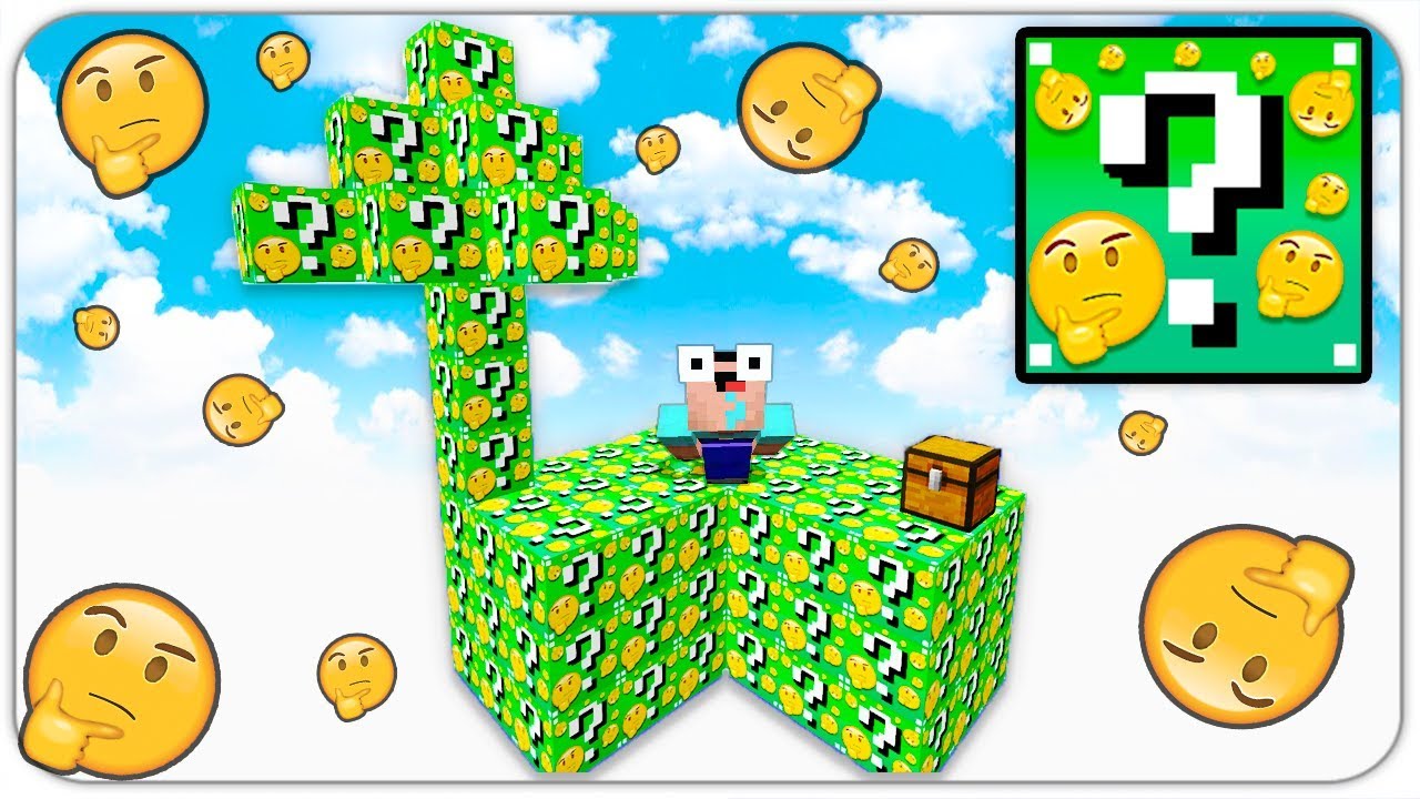 NOOB SURVIVAL on 🤔 EMOJI LUCKY BLOCK SKYBLOCK ISLAND in MINECRAFT ...