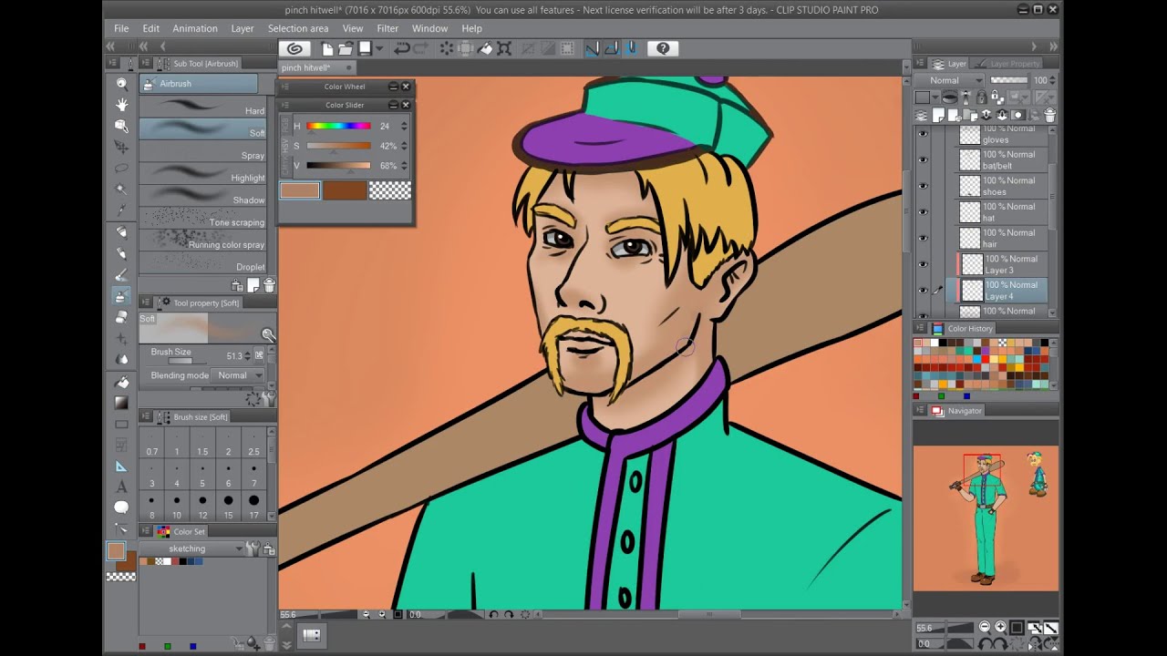 pinch hitwell | papa louie character speedpaint - YouTube