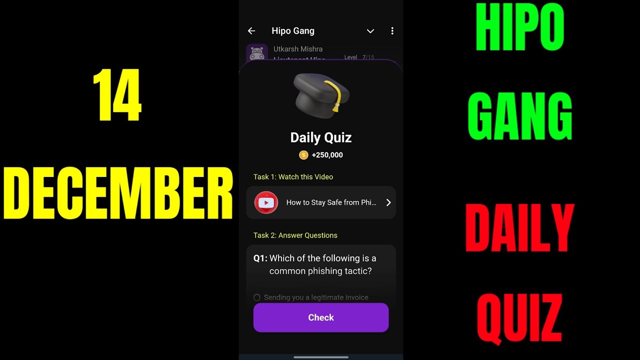 Hipo Gang daily quiz 14 December | Hipo Gang daily quiz answer - YouTube