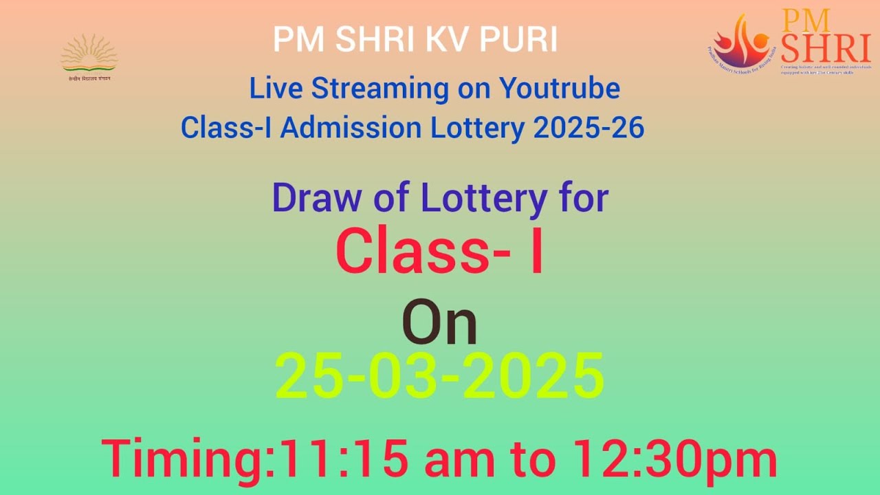 Live Streaming:Class-I Admission Lottery Academic Year 2025-26 of PM ...