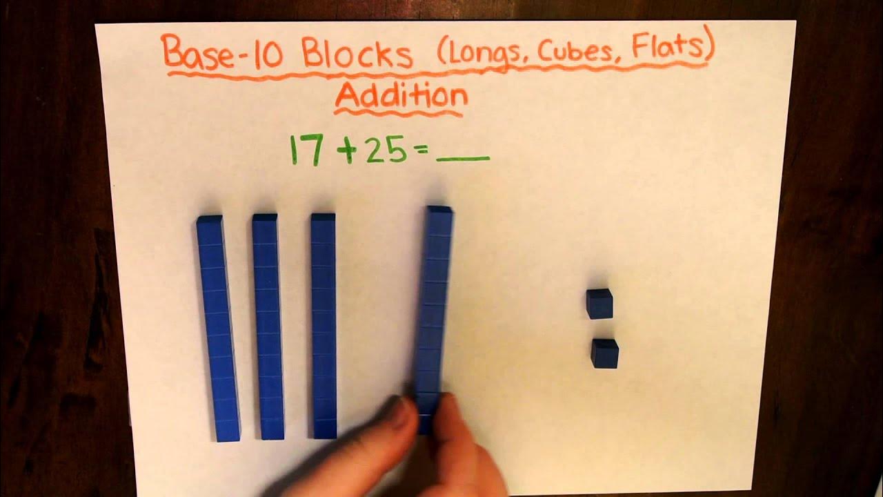 Base 10 Blocks: Longs, Cubes, Flats Addition - YouTube