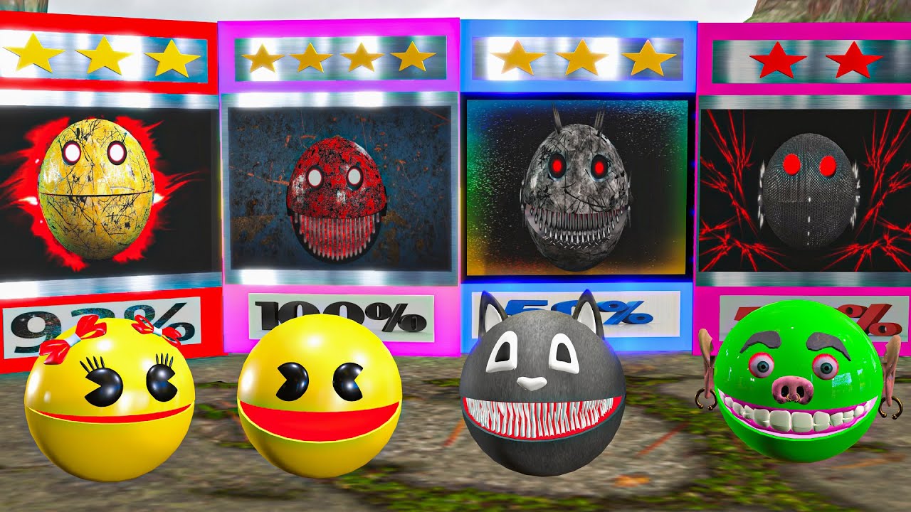 Pacman & Ms-Pacman VS Cartoon Cat use Yu-Gi-Oh papers fun fight - YouTube