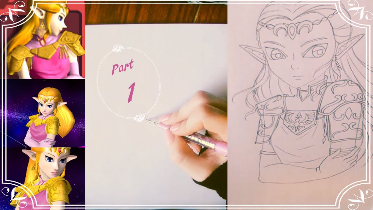 Drawing Super Smash Melee /Ocarina of Time Princess Zelda - part 1 ...