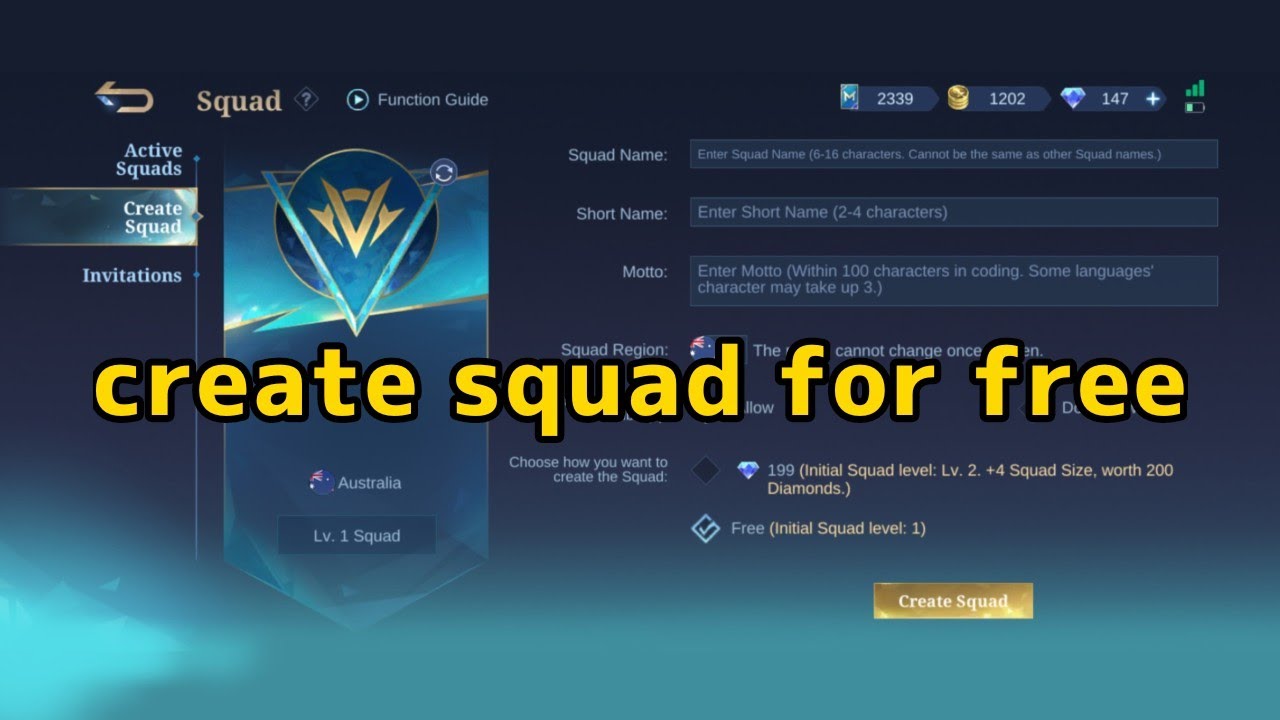 create squad for free in mlbb || mlbb - YouTube