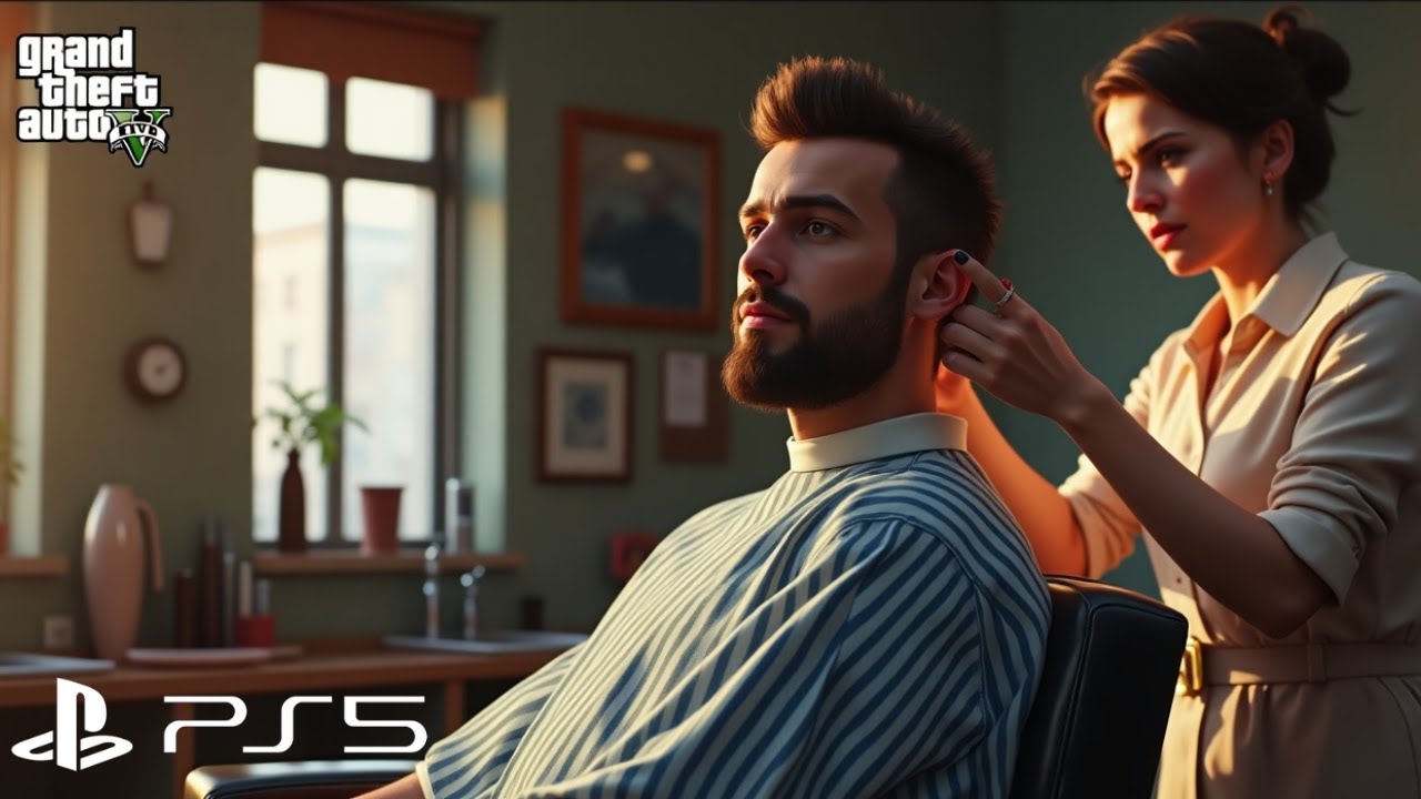 Grand Theft Auto V - Barber Shop Visit | Trendy Haircuts - PS5 Gaming ...