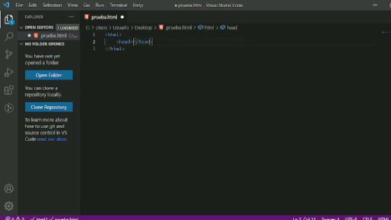 Atajo HTML en visual studio code - YouTube
