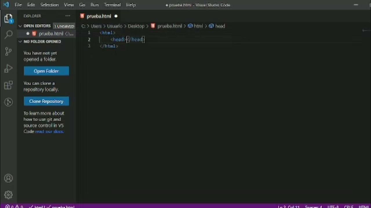 Atajo HTML en visual studio code - YouTube