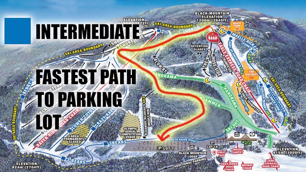 Intermediate Run: Fastest way to parking lot 1 Cypress Mountain - YouTube