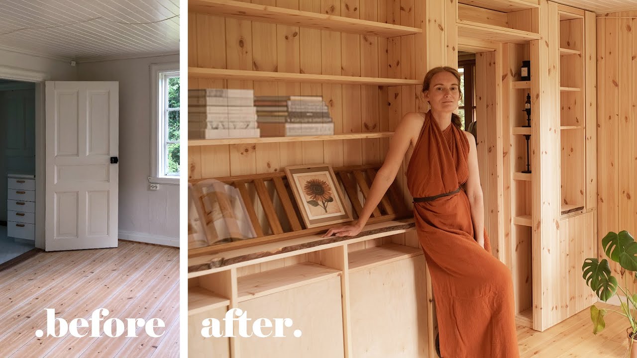 Building a minimalist library wall for my Nordic cabin (Story 62) - YouTube