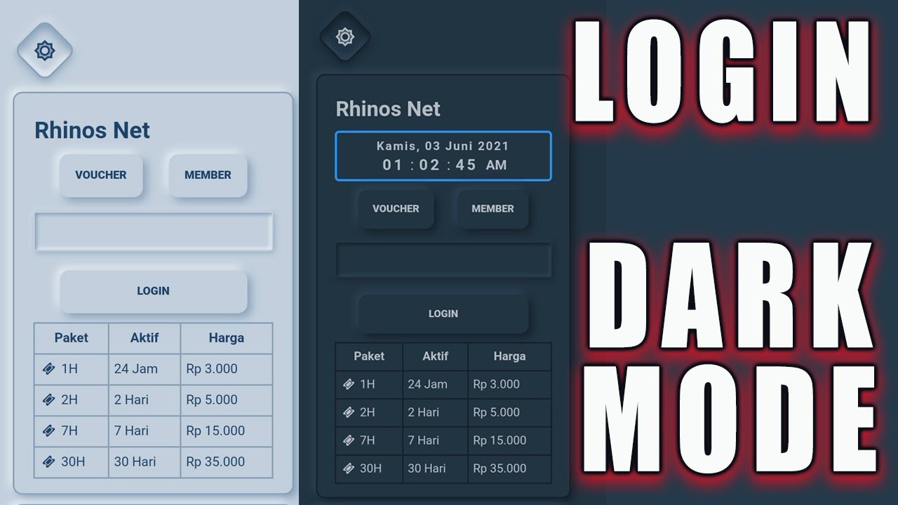 login page template toggle dark mode date time tutorial - YouTube