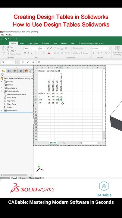 Creating Design Tables in Solidworks | How to Use Design Tables Solidworks # ...