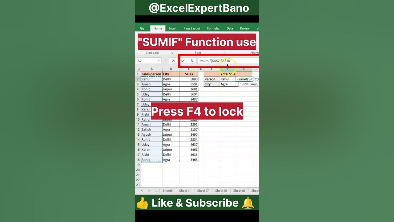 "SUMIF" Function use in "Excel" #excel #excelformula #msexcel #exceltutorial #exceltips # ...