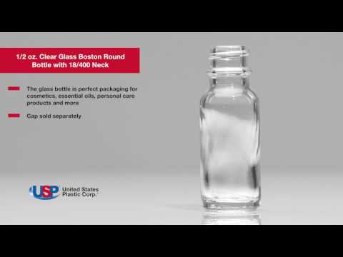 1/2 OZ. CLEAR GLASS BOSTON ROUND BOTTLE WITH 18/400 NECK | U.S. Plastic Corporation®