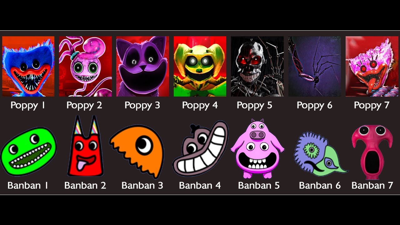 Poppy Playtime Chapter 7, 6, 5, 4, 3, 2, 1 vs Garten of Banban 7, 6 , 5 ...