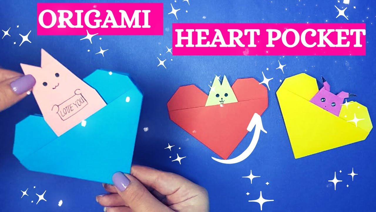 Origami :How to make ORIGAMI HEART [origami heart pocket with origami ...