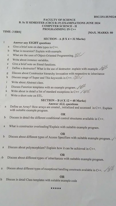 computer science | Semester -2 |Satavahana University previous year 2024 | question paper B.SC ...