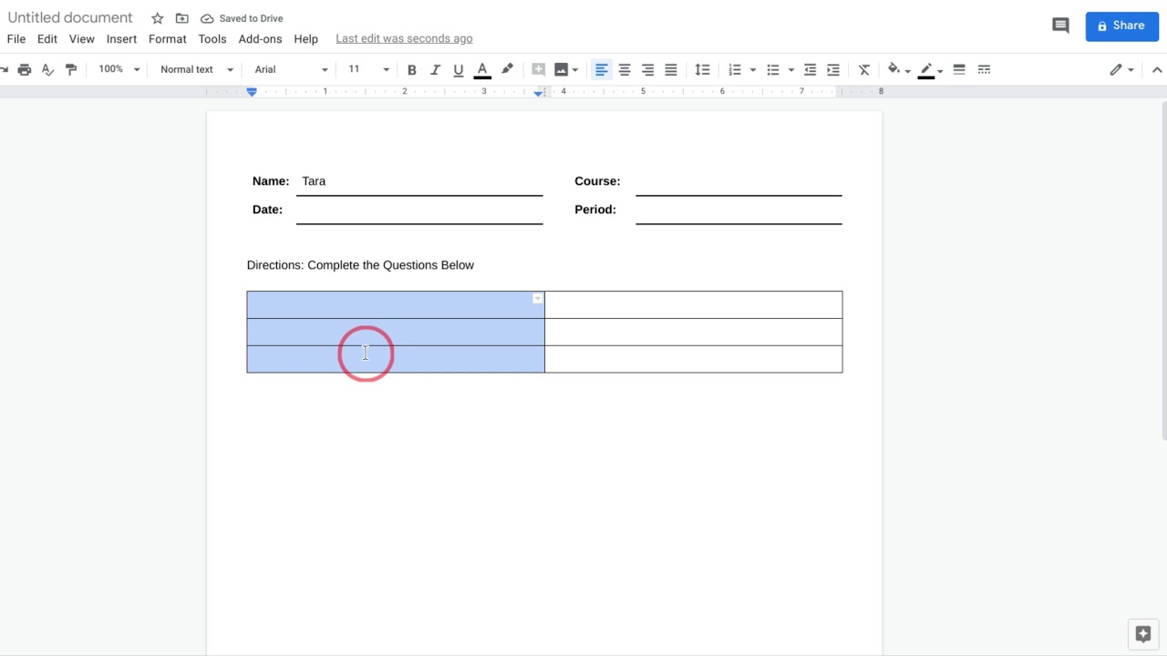 Tables in Google docs - YouTube