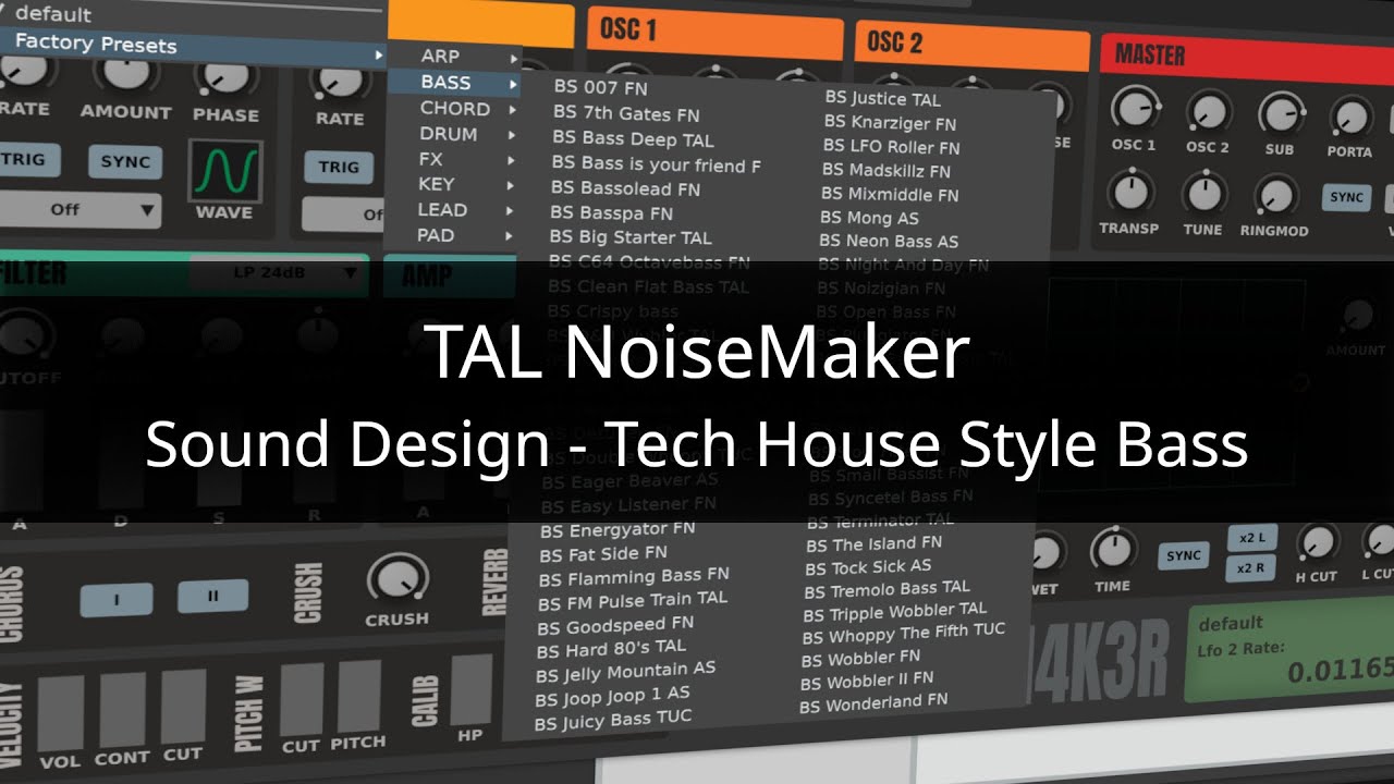 Sound Design || Tech House Style Bass || TAL NoiseMaker - YouTube