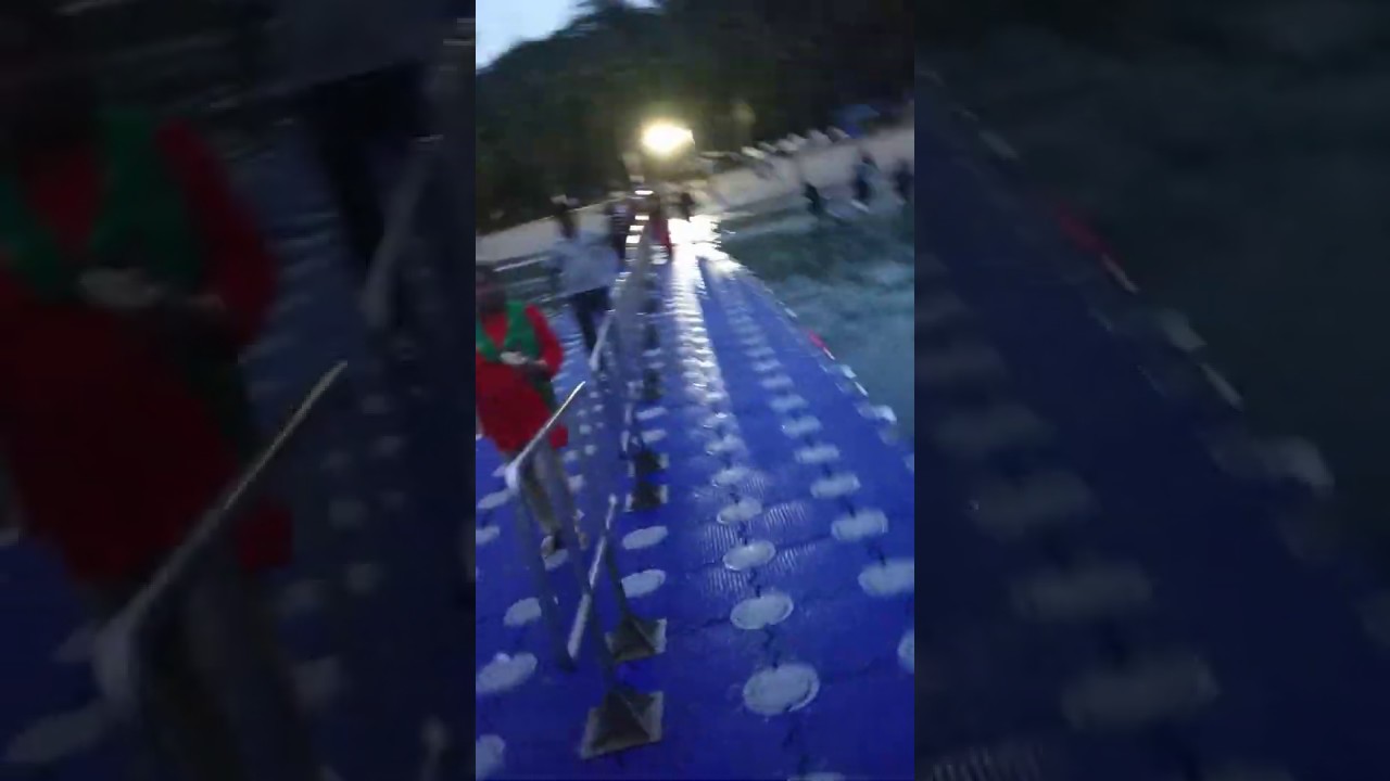 Floating bridge in Caribbean beach - YouTube