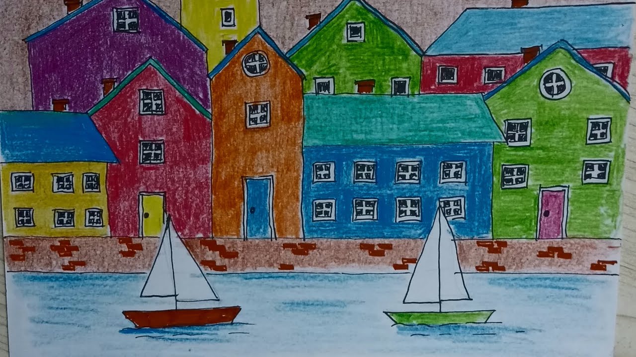 Drawing | how to draw a city | drawing buildings - YouTube