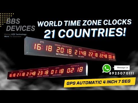 Multi-Time Zone Clock | GPS Synchronized World Clock | Double-Sided 4-Inch Display| 21-Country ...