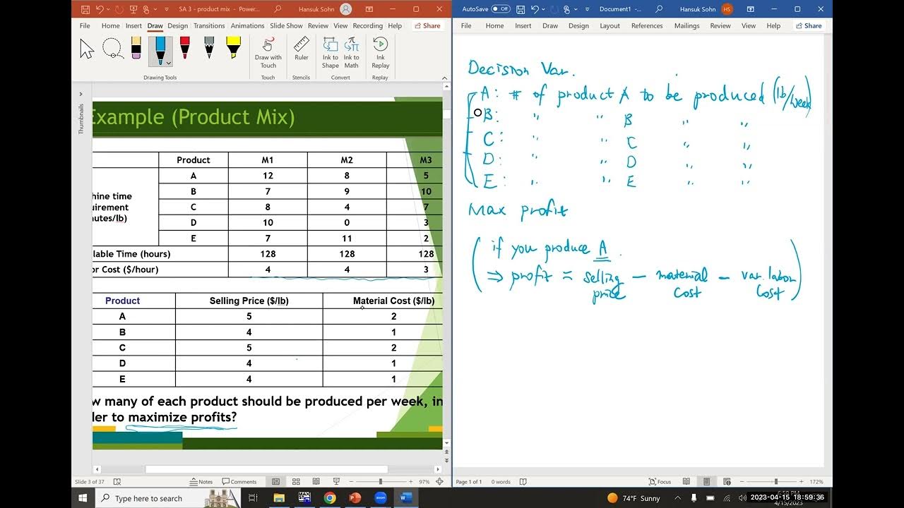 Linear Programming (Lecture #23): SA 3 - Product Mix - YouTube