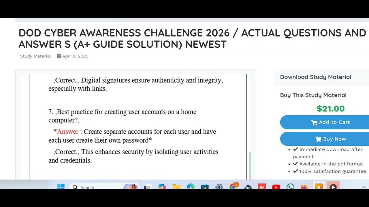 DOD CYBER AWARENESS CHALLENGE 2026 1 - YouTube