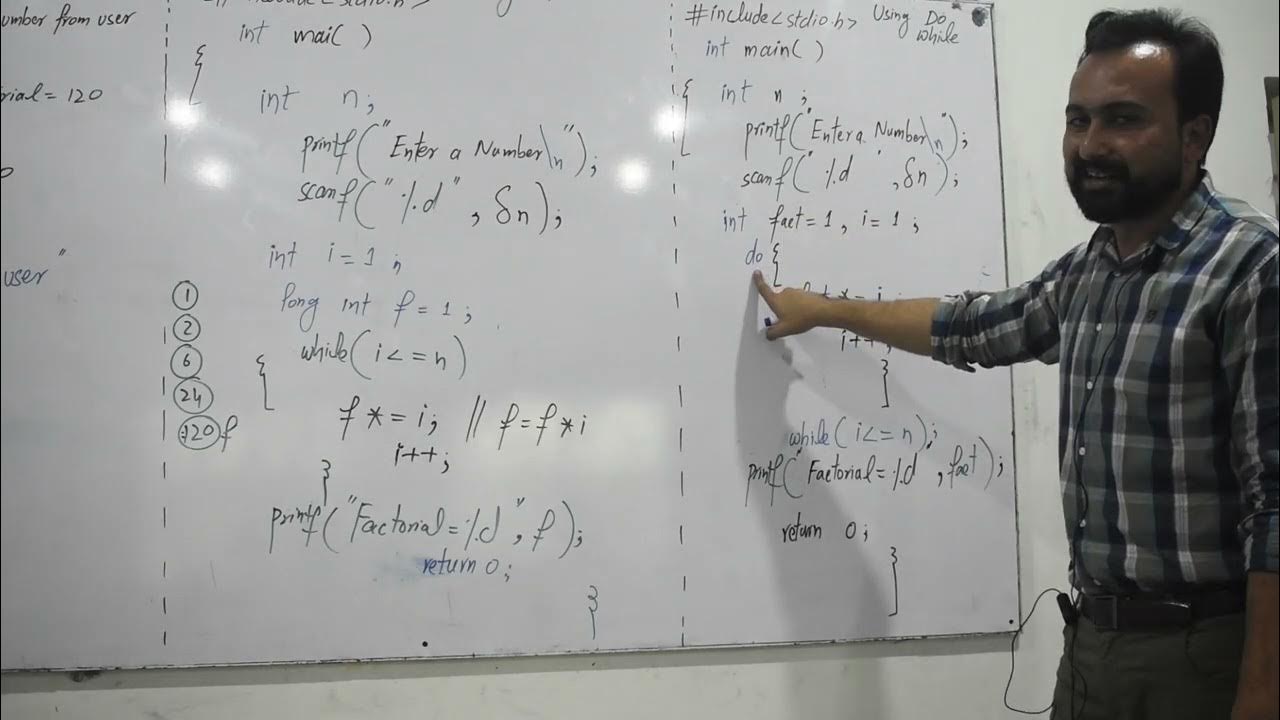 Write a C Program that input a number from user and display factorial of number using do while ...