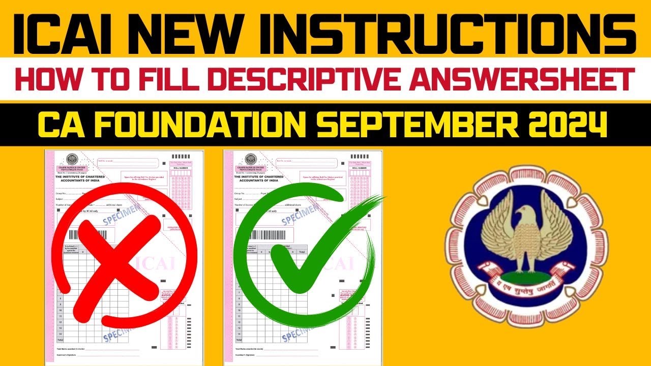 ICAI New Instructions | How to Fill ICAI Descriptive Answer sheet | CA ...