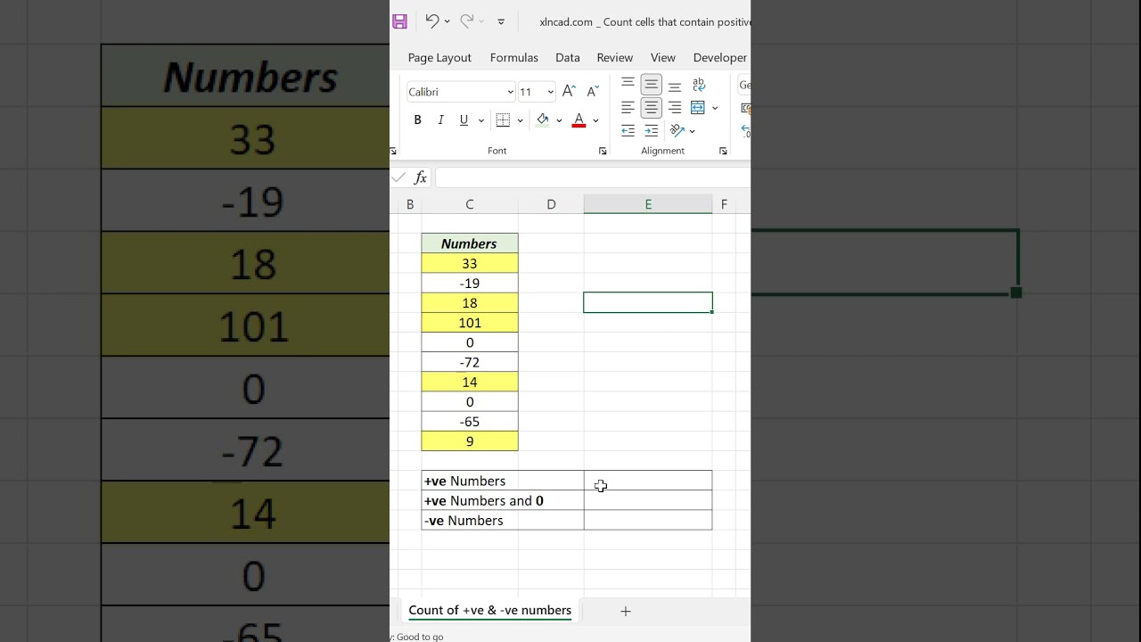 Count Of Positive Numbers In Excel YouTube Count Of Positive Numbers In Excel YouTube