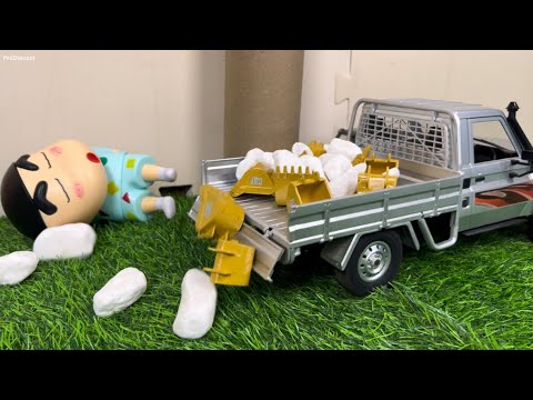 RC Heavy Load Test Excavator Buckets & Rocks | Toyota Land Cruiser ...