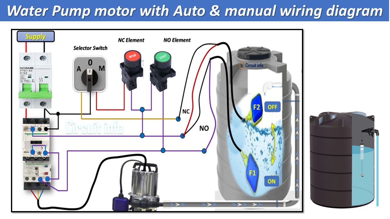 Water Pump motor with Auto & manual wiring diagram l #star #circuitinfo ...