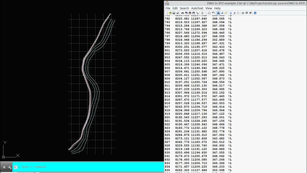 DWG to XYZ AutoLisp program - YouTube