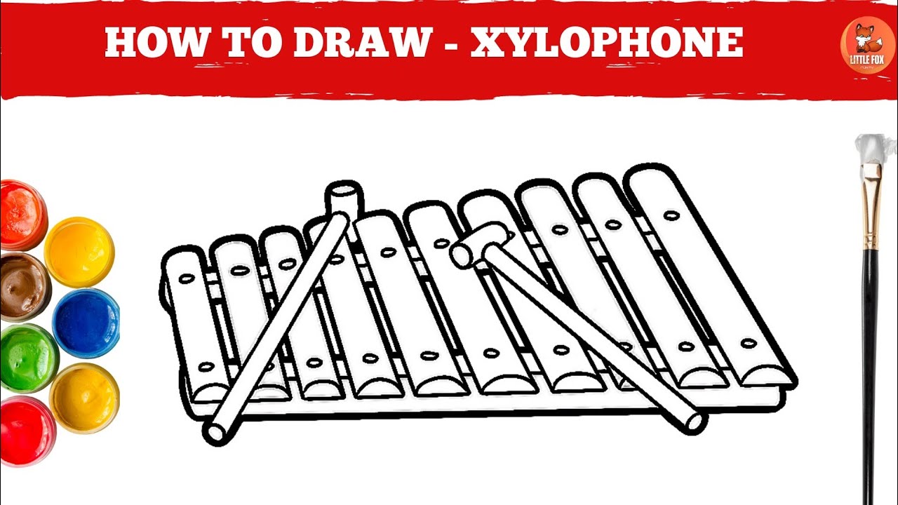 Xylophone | How to draw Xylophone easily in Step by step #kids #cartoon ...