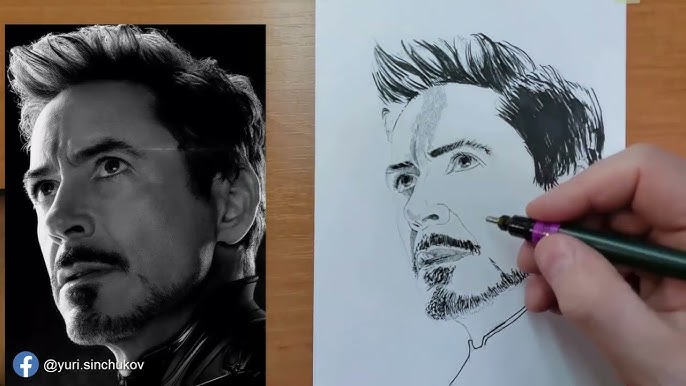 How To Draw Tony Stark Robert Downey Jr Iron Man 3 Step Robert Downey
