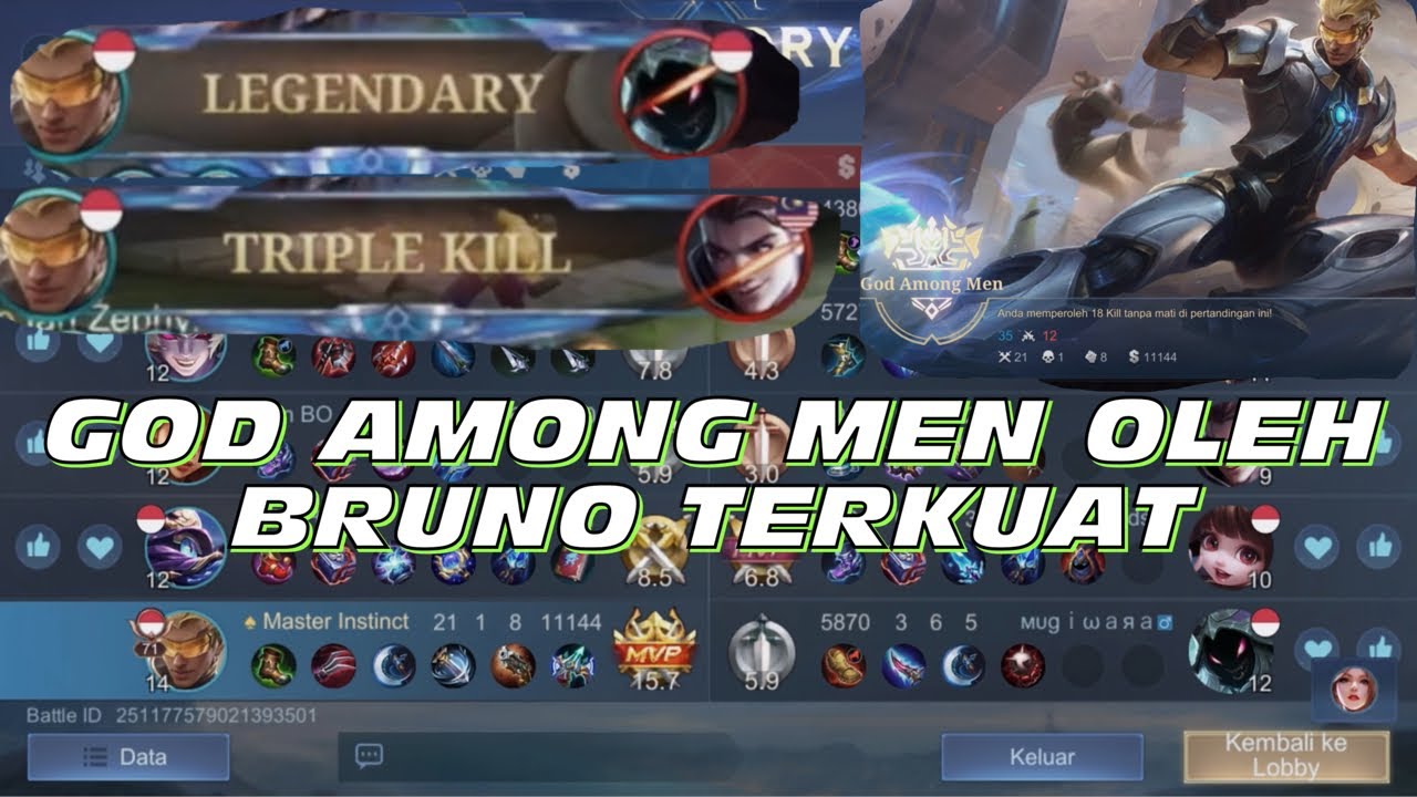 GOD AMONG MEN OLEH BRUNO TERKUAT ! Mobile Legends Indonesia - YouTube