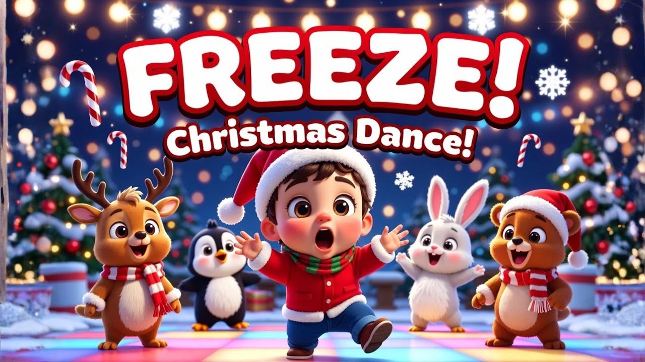 Christmas Animal Freeze Dance! 🐘🐧 Stomp & Hop Party Song for Kids ...