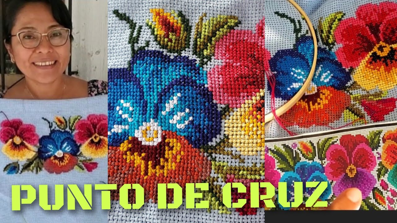 Bordando a mano/Elaborando mi propia blusa. Puntada de cruceta. - YouTube