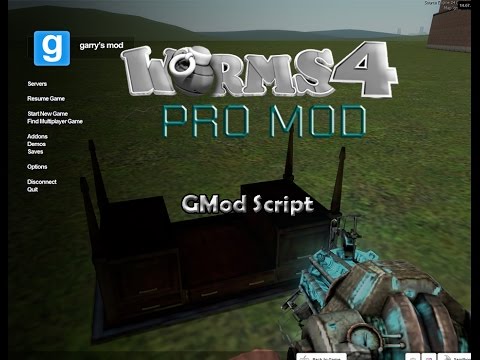 Worms 4 PRO Mod - GMod Script match (Gravity and Psysics Gun) - YouTube