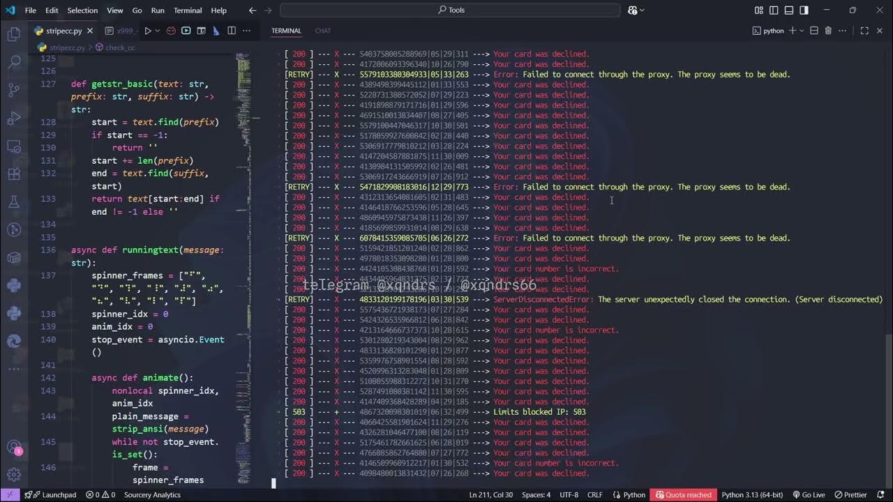 CC CHECKER STRIPE AUTH PYTHON PROXY ROTATION + USER AGENT ROTATION FAST CHECKER!! 2025 - YouTube