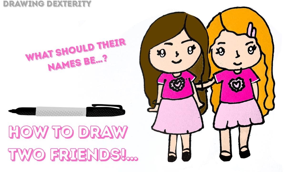 How to Draw Best Friends | Draw Two Friends Step by Step - YouTube