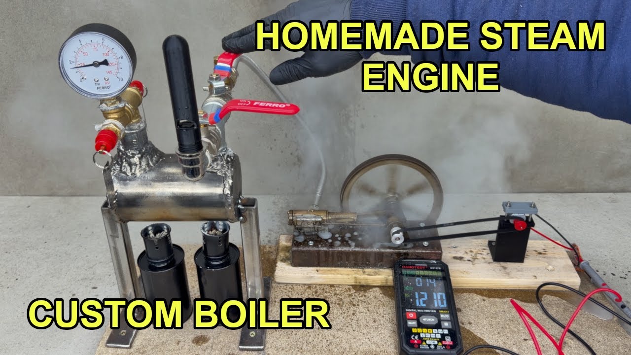 Lathe-Built Steam Engine – Boiler Build & Power Generation Test - YouTube